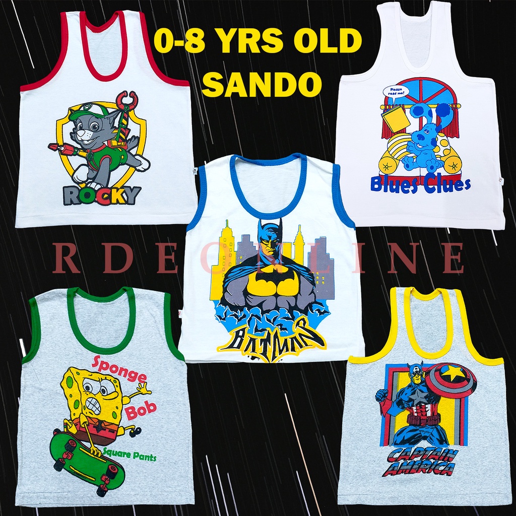 Gray White Sando Cotton Printed Character Boys Kids 0 TO 8 Years Old ...