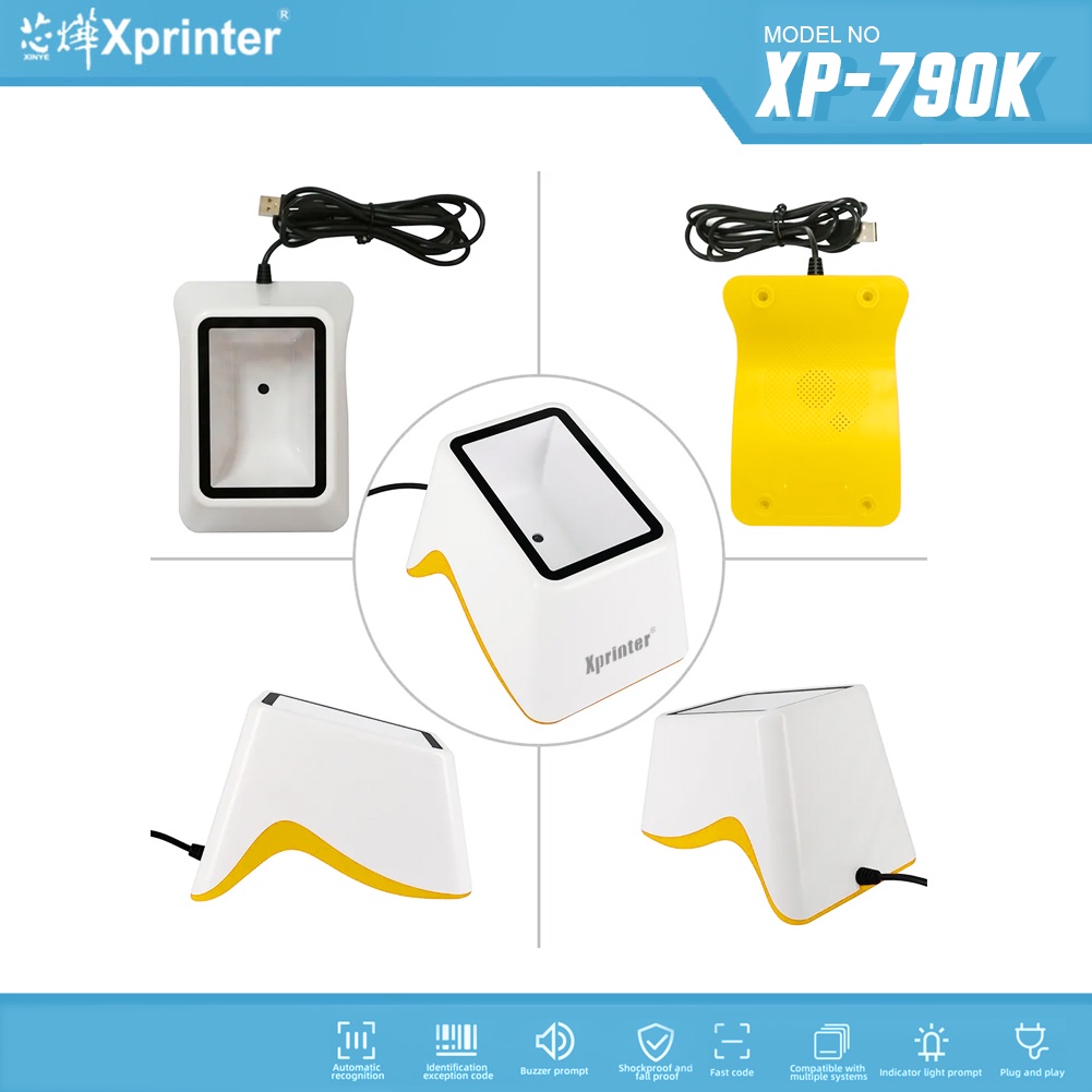 XP-790K 1D 2D QR Code Desktop Barcode Platform Scanner CMOS Image ...