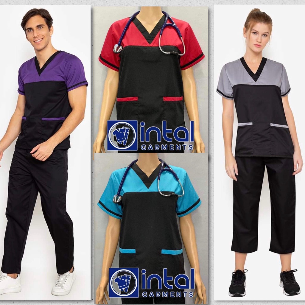 INTAL SCRUBSUIT 03D HIGH QUALITY Tricolor V-Neck Regular 4 Pocket Pants ...