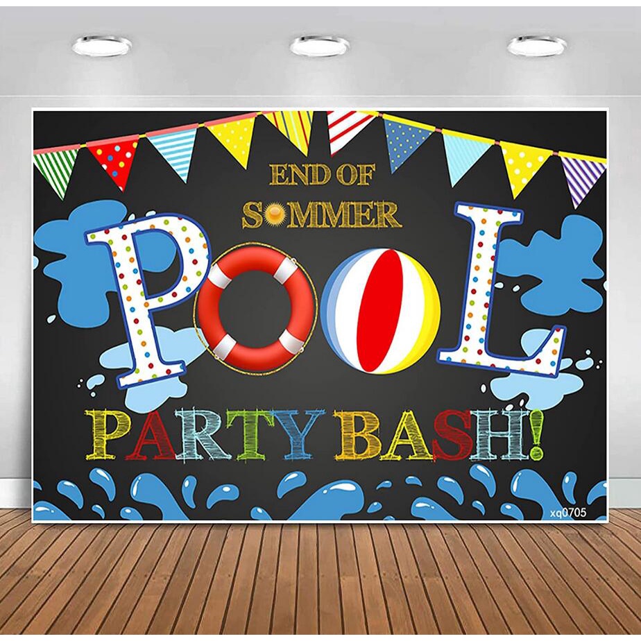 4x3ft Pool Party Backdrop Summer Swimming Balls Lifebuoy Water Wave ...