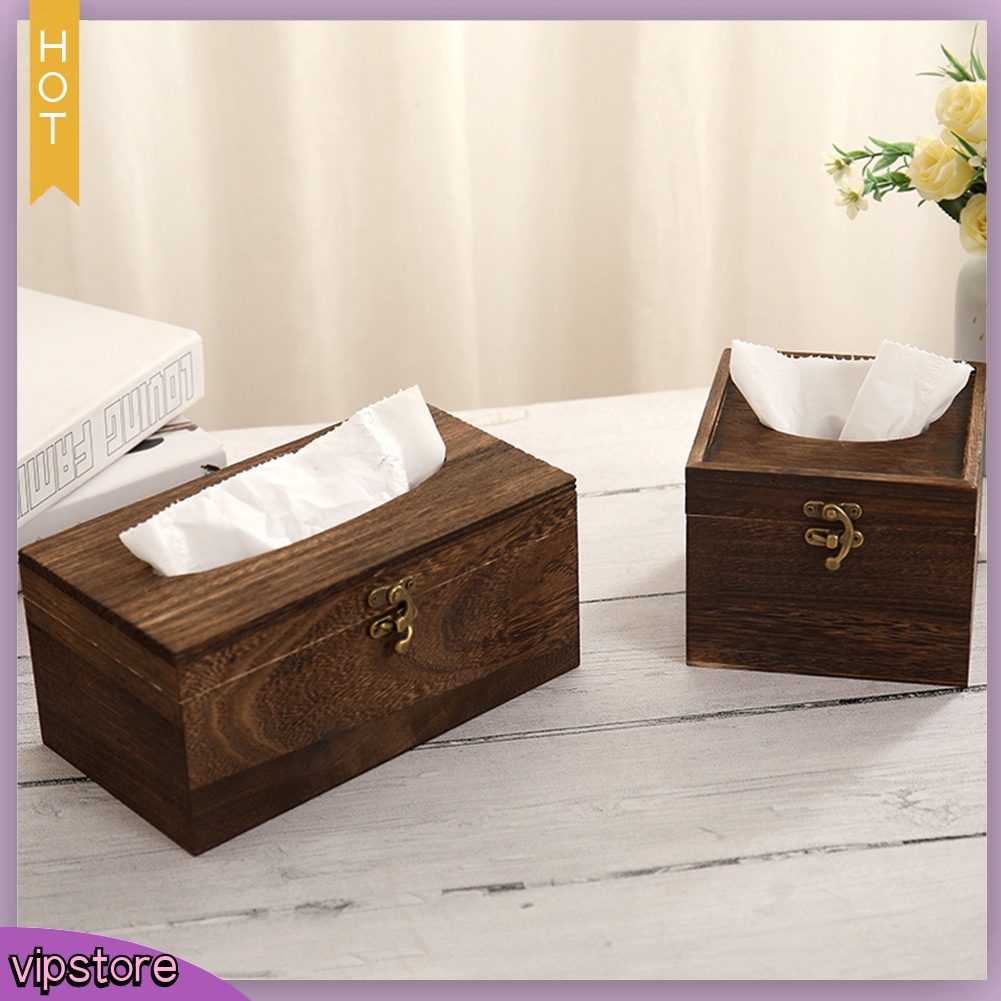 [VIP] Wooden Tissue Box Paper Napkin Holder Dispenser Case Bathroom ...