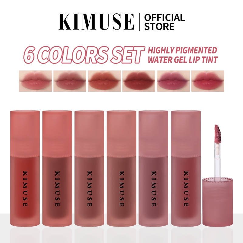 KIMUSE Water Gel Lip Tint 6 Colors Set Highly Pigmented Long Lasting ...