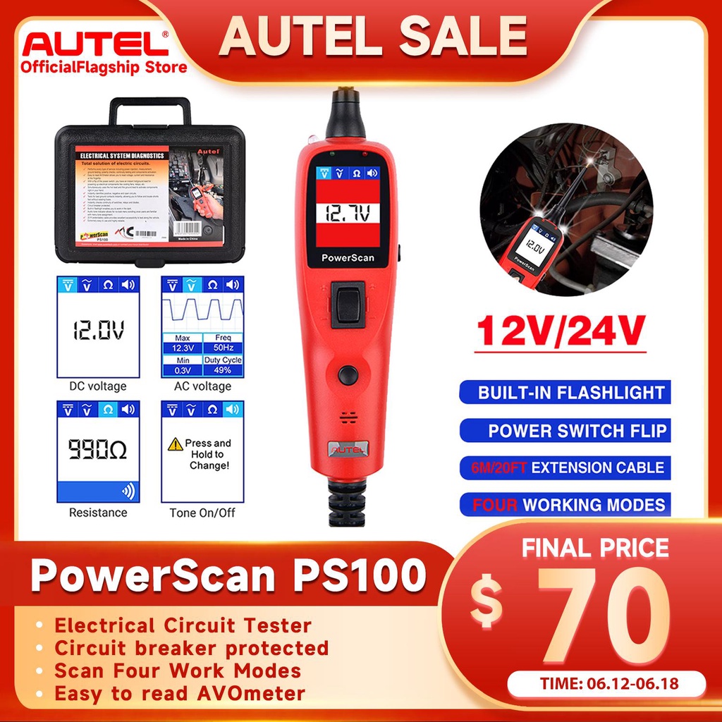 2023 Newest Autel PowerScan PS100 Electrical System Diagnosis Tool ...