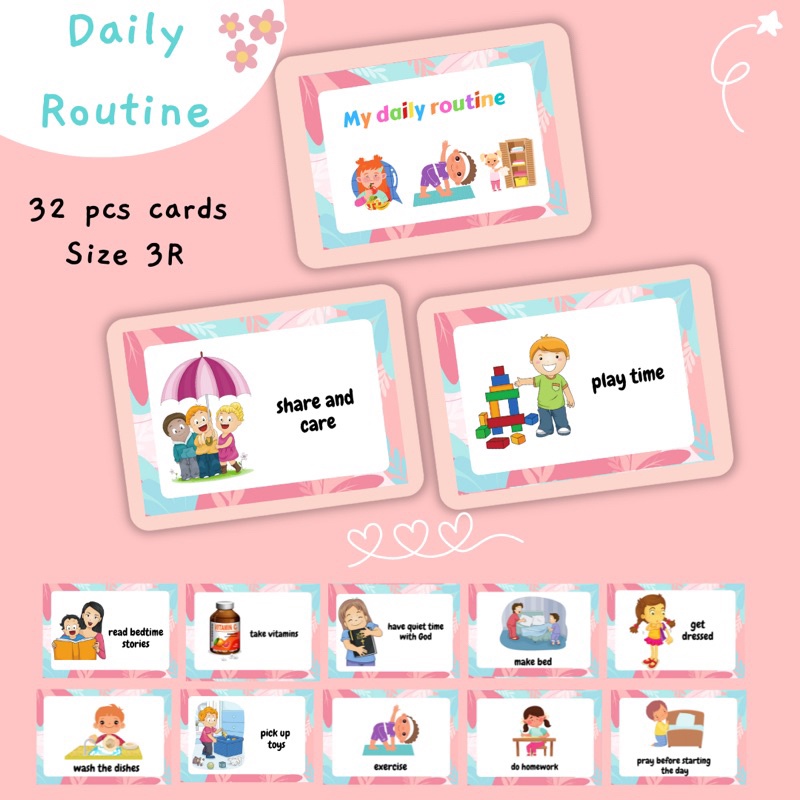 daily routine life skills for kids and toddlers educational laminated ...