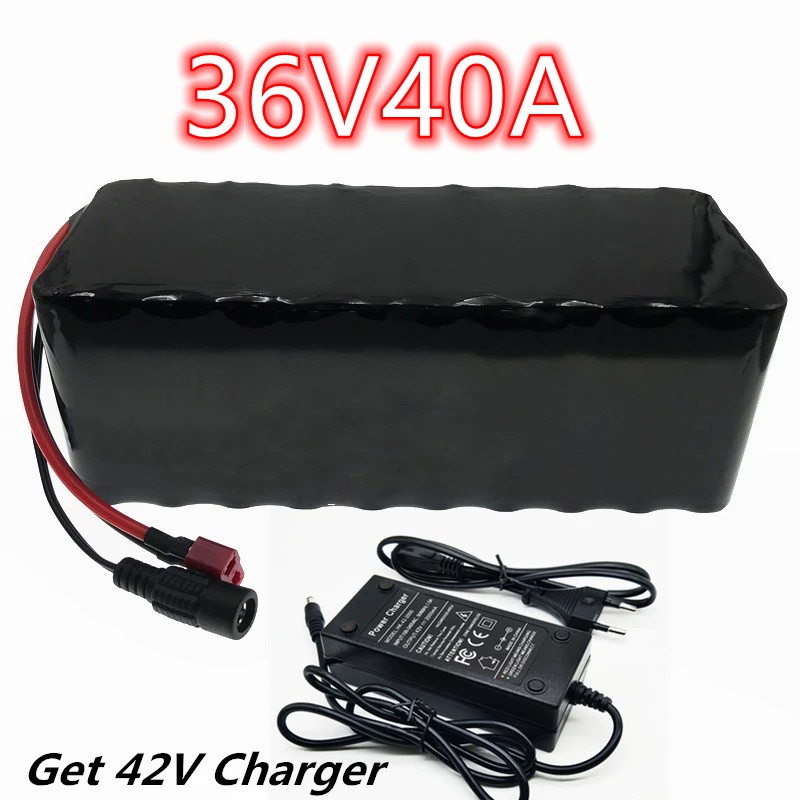 36V 40Ah Electric Bicycle Battery Built-in 30A BMS Lithium Battery Pack 36 Volt 2A Charging ...
