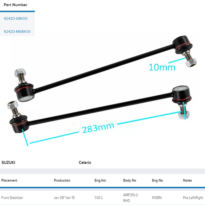 (2pcs)Front Stabilizer link for Suzuki Celerio Front 2009-2013 | Shopee ...
