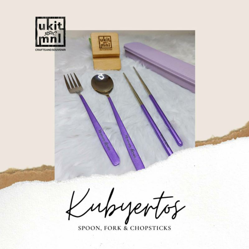 ﹊KUBYERTOS - Personalized metal cutlery set (spoon, fork and chopsticks ...