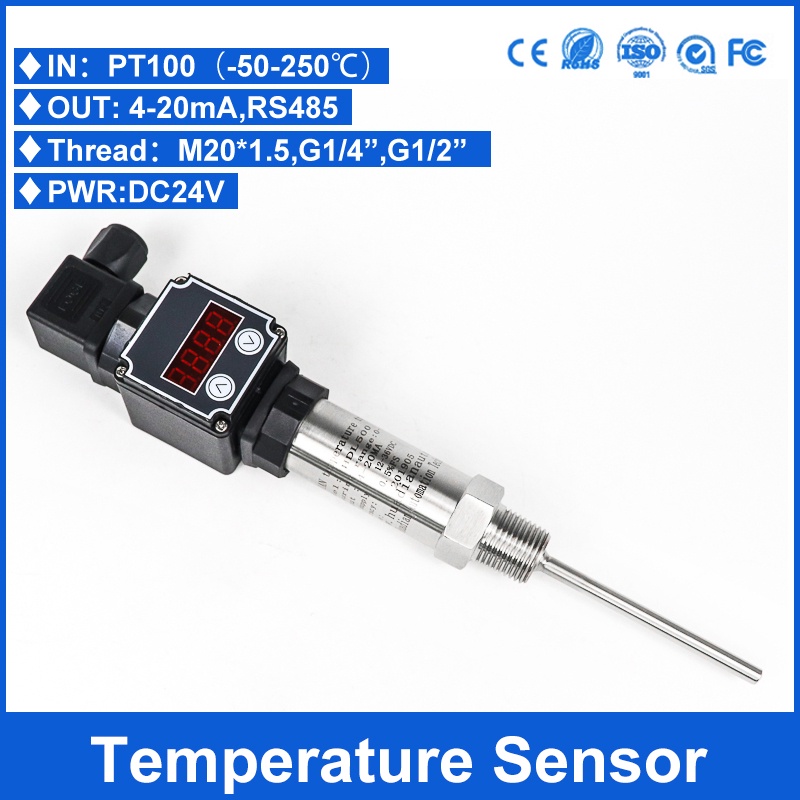 ☸4-20mA Pt100 Liquid Temperature Transmitter Water Temperature Sensor ...