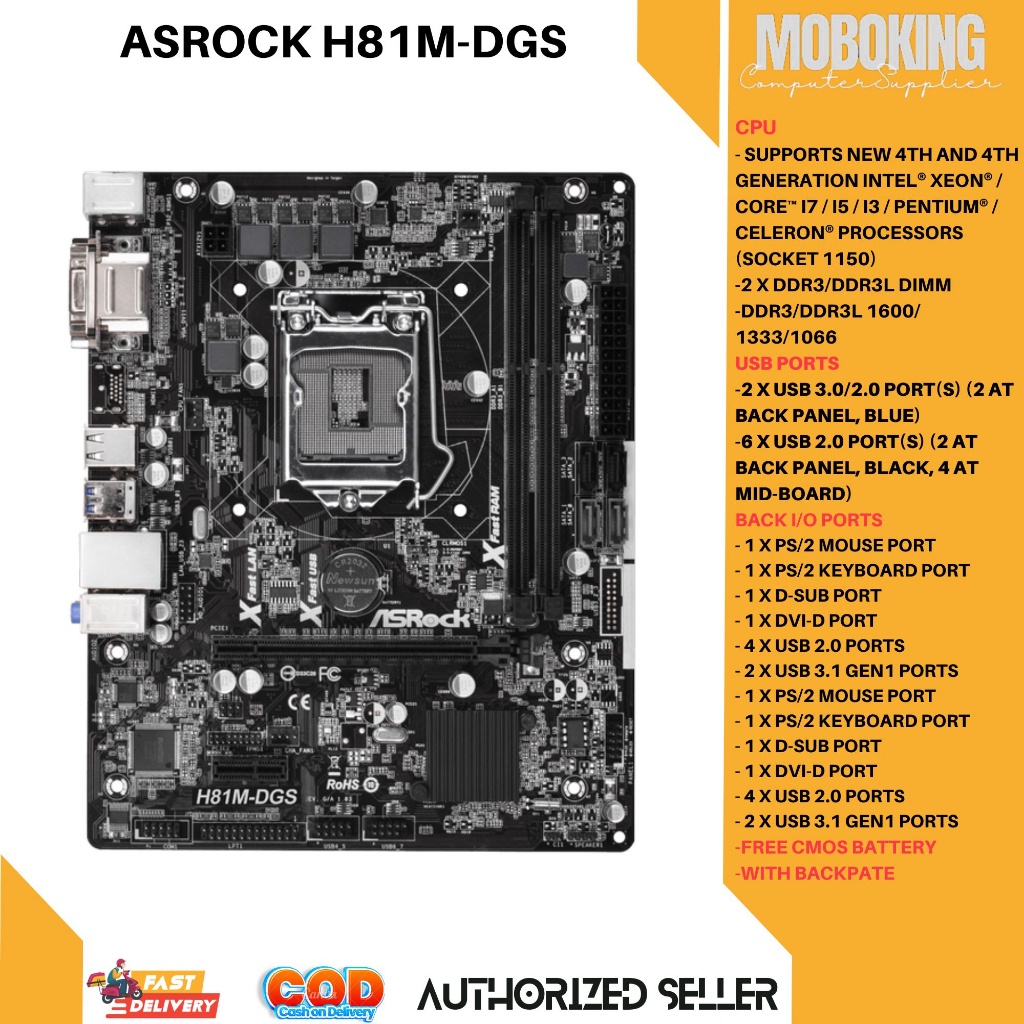ASROCK H81M-DGS Desktop 4TH GEN Motherboard H81 Socket LGA 1150 i3 i5 ...