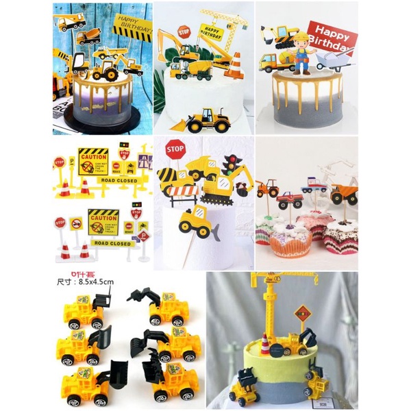 ☎Construction Engineering Excavator Bulldozer Road Signs Theme for Boys ...