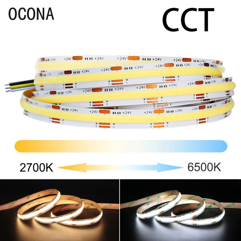 COB CCT LED Strip Lights Dual Color CSP Warm Cool White Flexible Linear ...