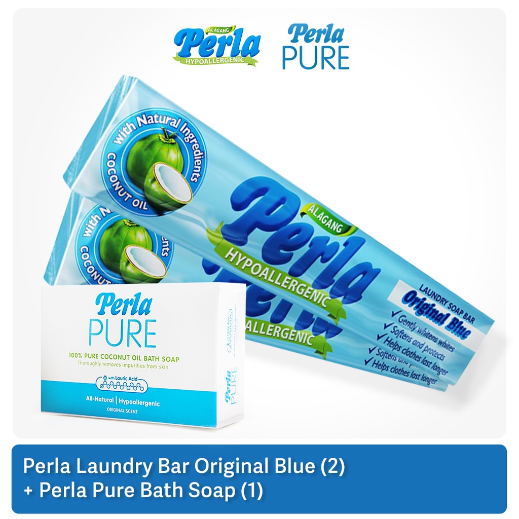 [Bundle] Perla Laundry Long Bar 380g Original Blue (2pcs) + Perla Pure ...