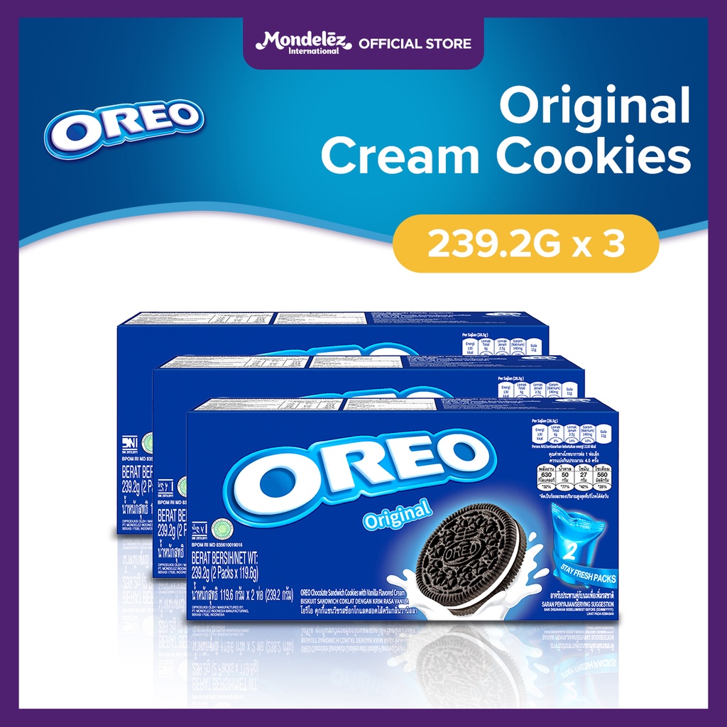 Oreo Pack - Vanilla Flavor 239.2g Sandwich Cookie Snack with Rich Cream ...