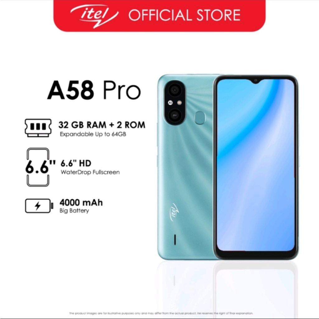 ITEL A58 Pro Smart Phone, 32GB ROM | 2GB RAM | 6.6"HD Waterdrop Full ...