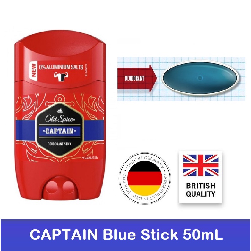 Old Spice Captain Blue Gel Stick 48 Hours Bravery & Bergamot Aluminum ...