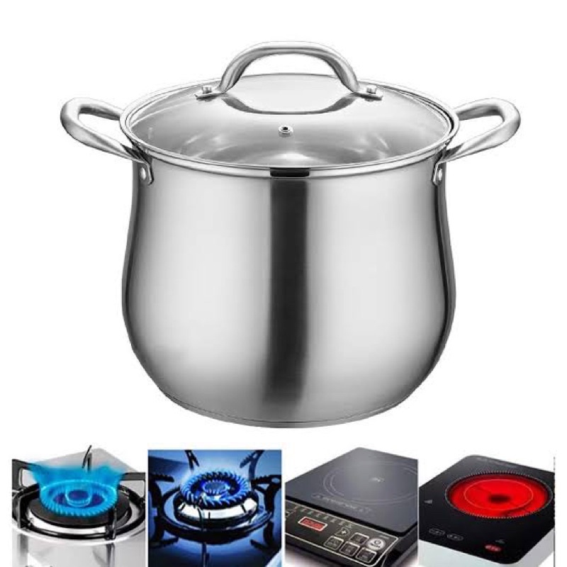 Stainless Steel Cooking Soup Pot with Lid Kitchen Tools | Shopee ...