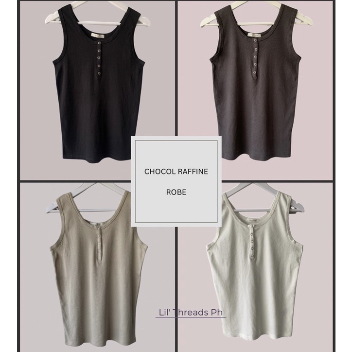 ~Japanese Brand~ Chocol Raffine Robe Button Front Rib Knit Tank Top ...
