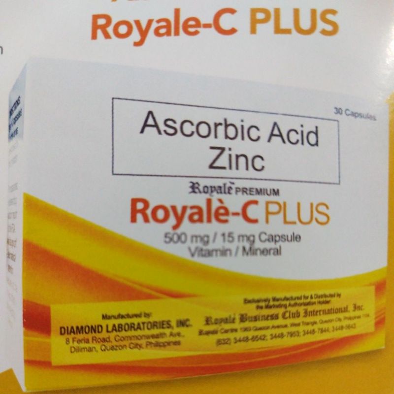 Royale-C Plus with Zinc 500 mg Vitamins 30 Capsule Exp May 2024 ...