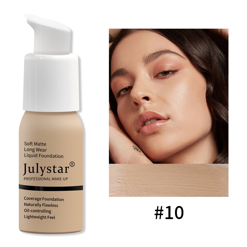 Julystar Face Foundation Base Makeup Matte Oil Control Concealer Full Coverage Liquid Foundation ...