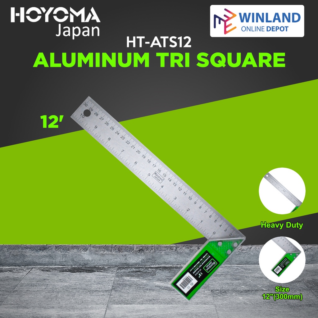 Hoyoma japan by Winland 12inches Stainless Steel Tri Square Ruler HT ...