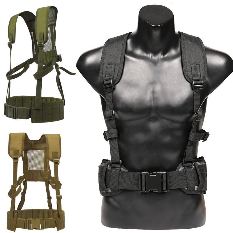 Tactical Molle Vest Waist Belt H-shaped Men Army Waist Girdle with ...