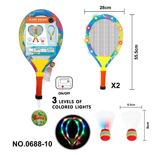 Badminton Set for Kids with with light, 2 Rackets, Ball and Tennis ...