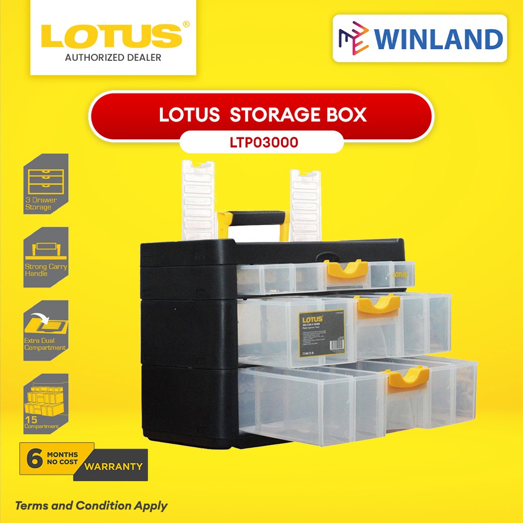 Lotus by Winland 3 Drawers Storage Parts Organizer Tower Storage Box ...