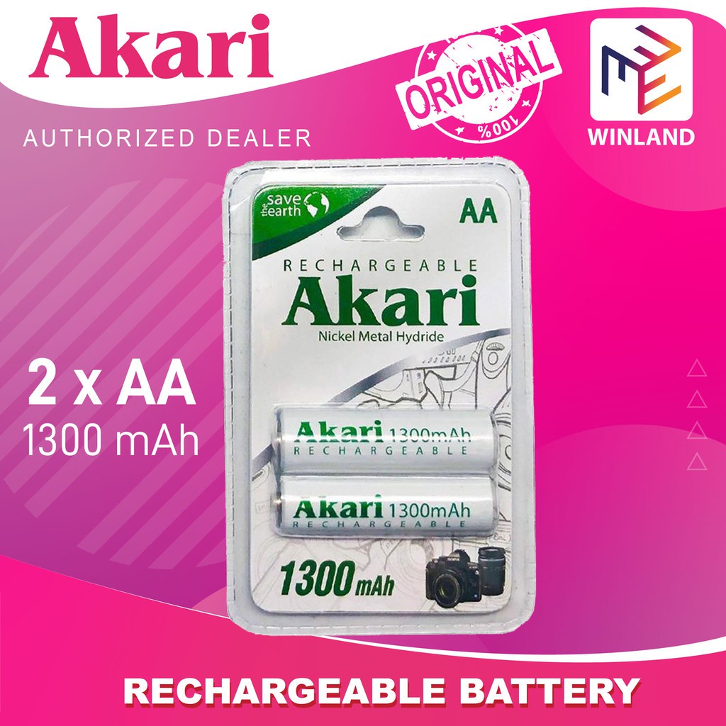 Akari by Winland Rechargeable Nickel Metal Hydride Battery AA ARB1300MH ...