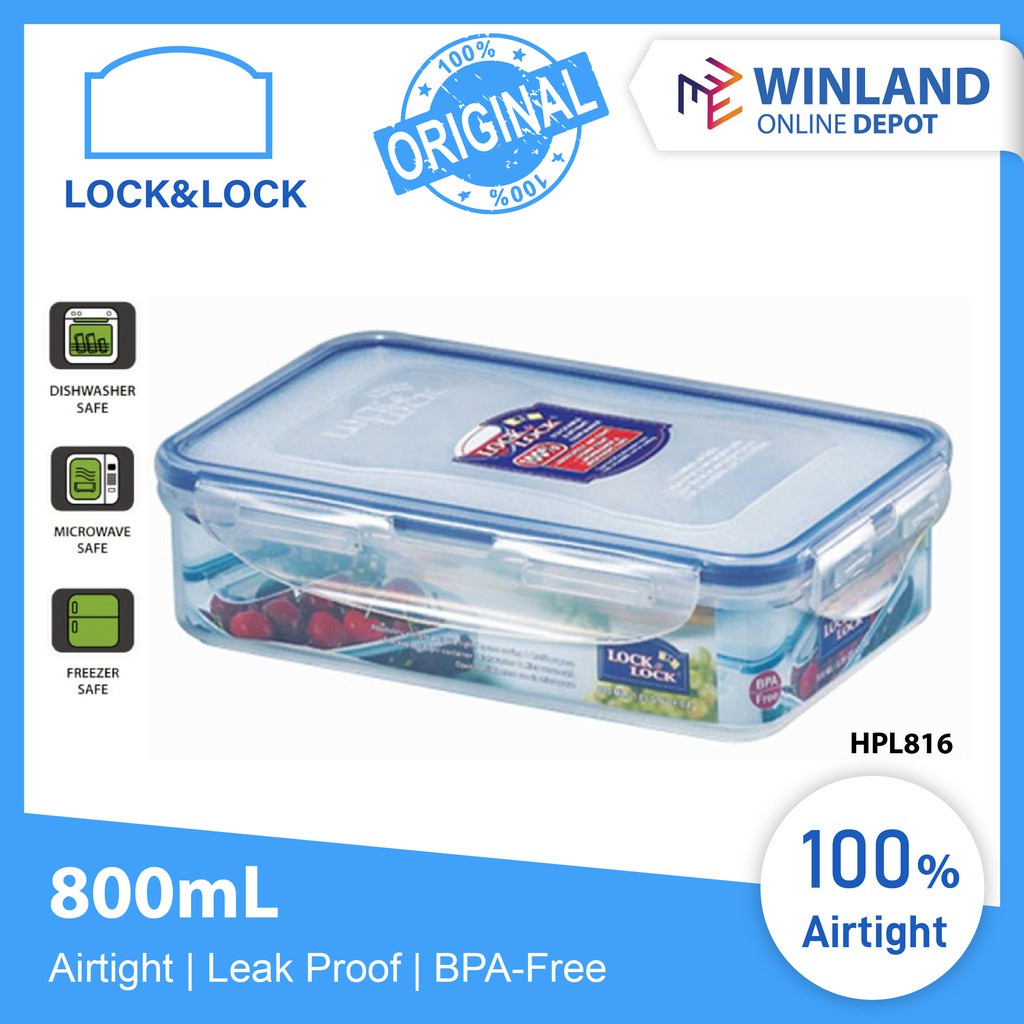 [6667]LOCKNLOCK by Winland Classic Airtight Rectangular Food Container 800ML HPL816 | Shopee ...