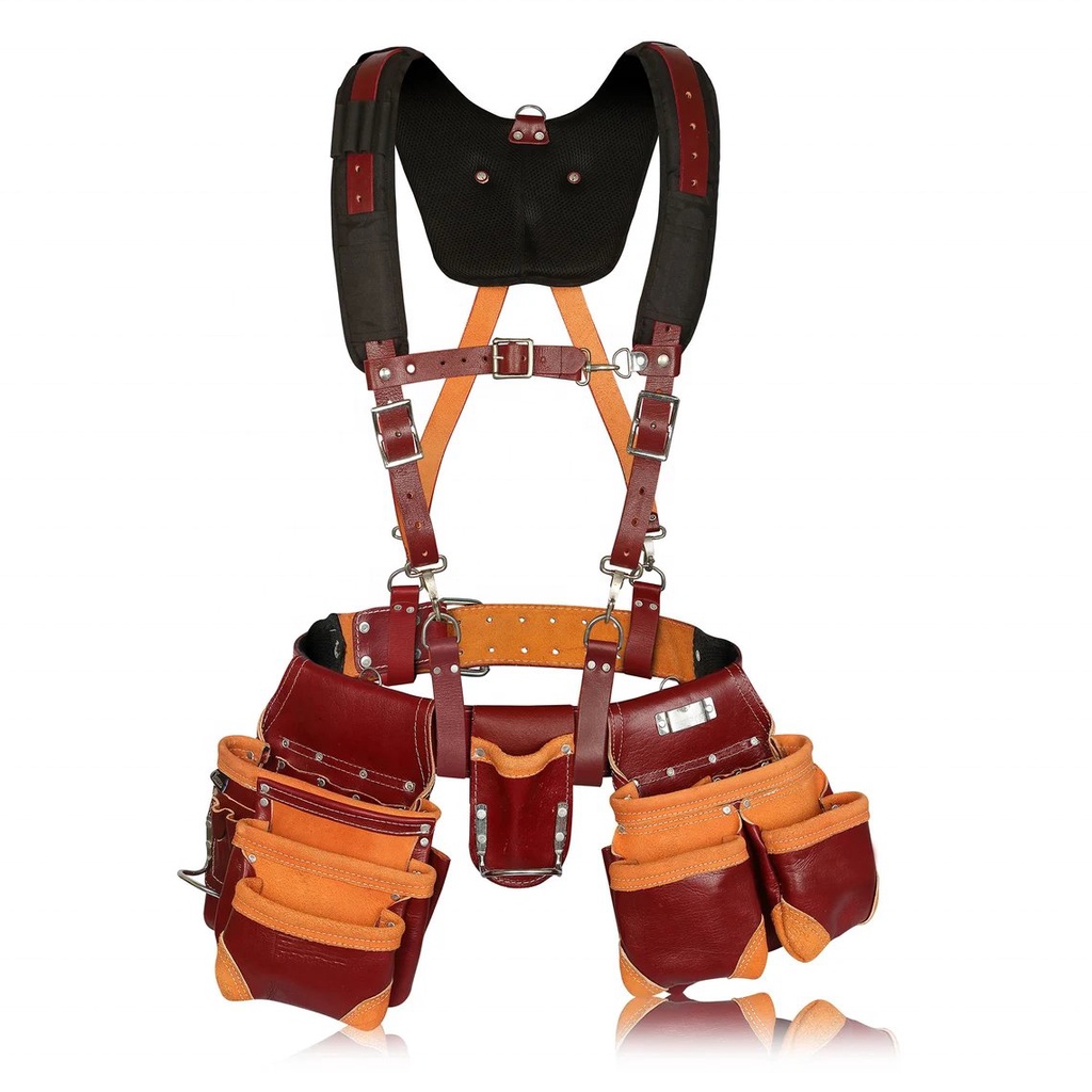 Leather Tool Bag Belt With Leather Work Suspender Padded & Pocket ...