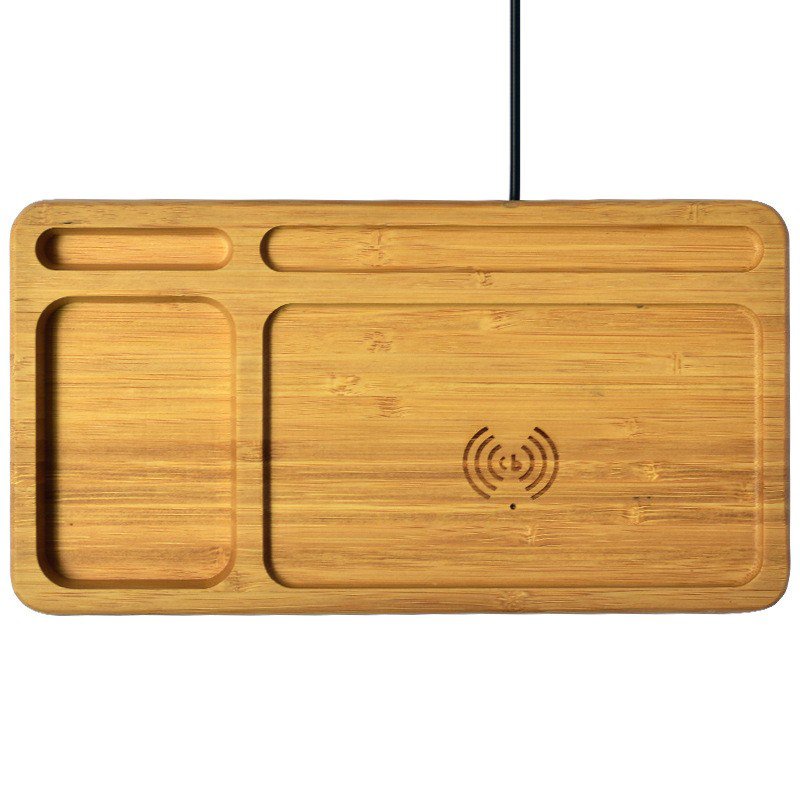 New Design Desktop Organizer Tray 5W/10W Fast Charging Bamboo Wireless ...