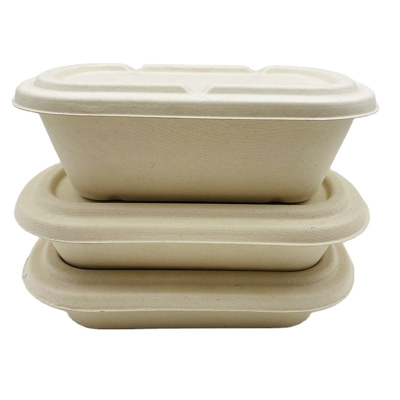 sustainable sugarcane pulp takeaway food packaging container with lids ...