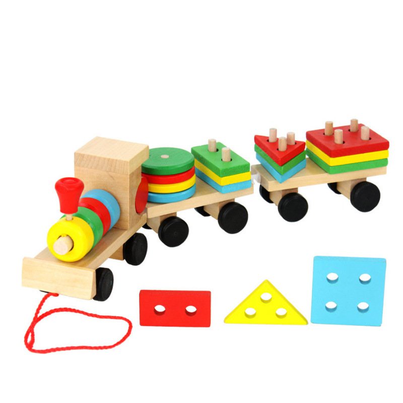 Wooden Train Toddler Toys Shape Sorter and Stacking Wooden puzzle Toys ...