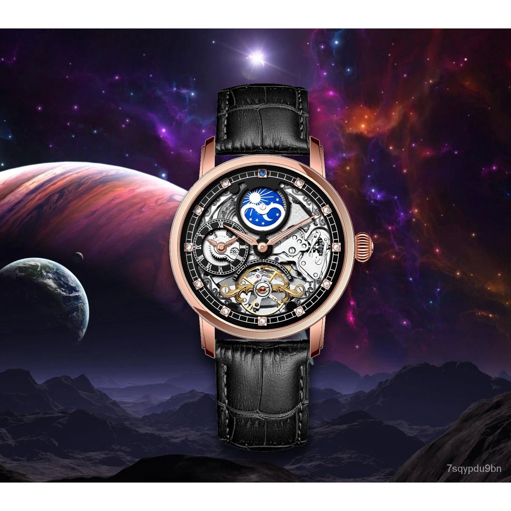 High End Business Men Automatic Mechanical Multiple Time Zone Moon ...