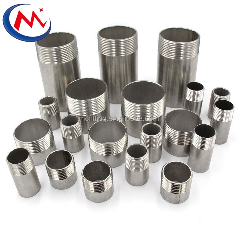 stainless steel barrel nipple BS NPT thread inner connector pipe ...