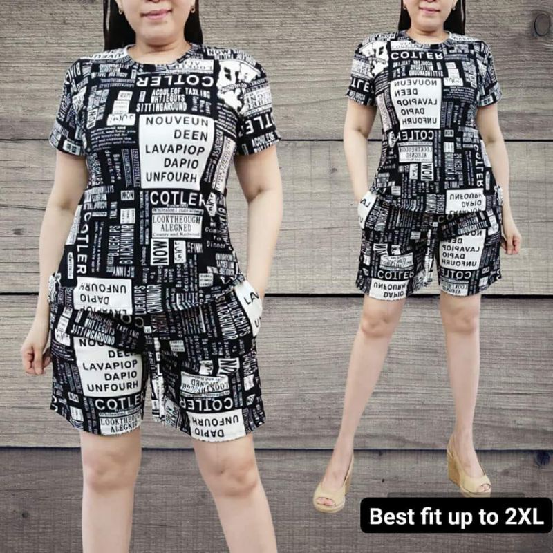 NEWSPAPER TERNO SHORT FOR WOMEN MEDIUM UP TO 2XL | Shopee Philippines