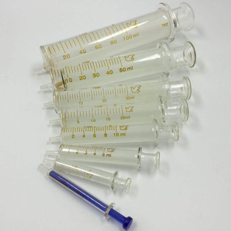 Lab Disposable Glass Injection Syringe Glass Liquid Injector Transfer ...