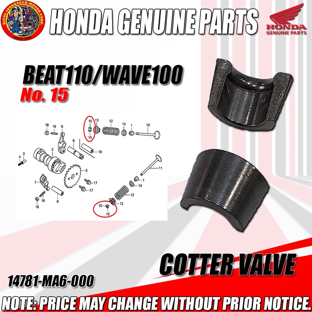 BEAT 110/WAVE100 VALVE COTTER (HPI) (Genuine: 14781-MA6-000) | Shopee Philippines