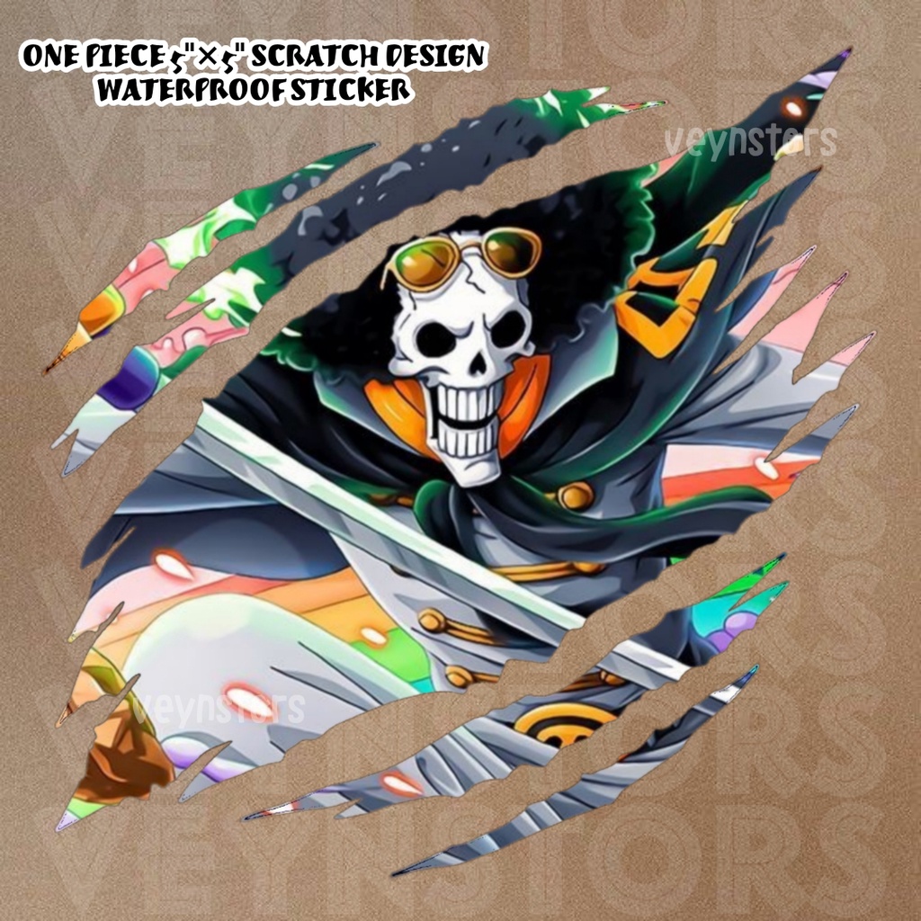 ONE PIECE BROOK SCRATCH DESIGN LAMINATED VINYL STICKER FOR TUMBLER ...
