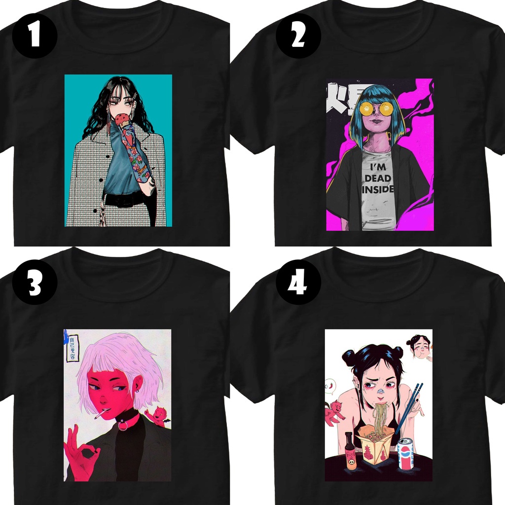 T586 BAD GIRL Design Graphic Printed Tees White Black Tshirt for TEENS ...