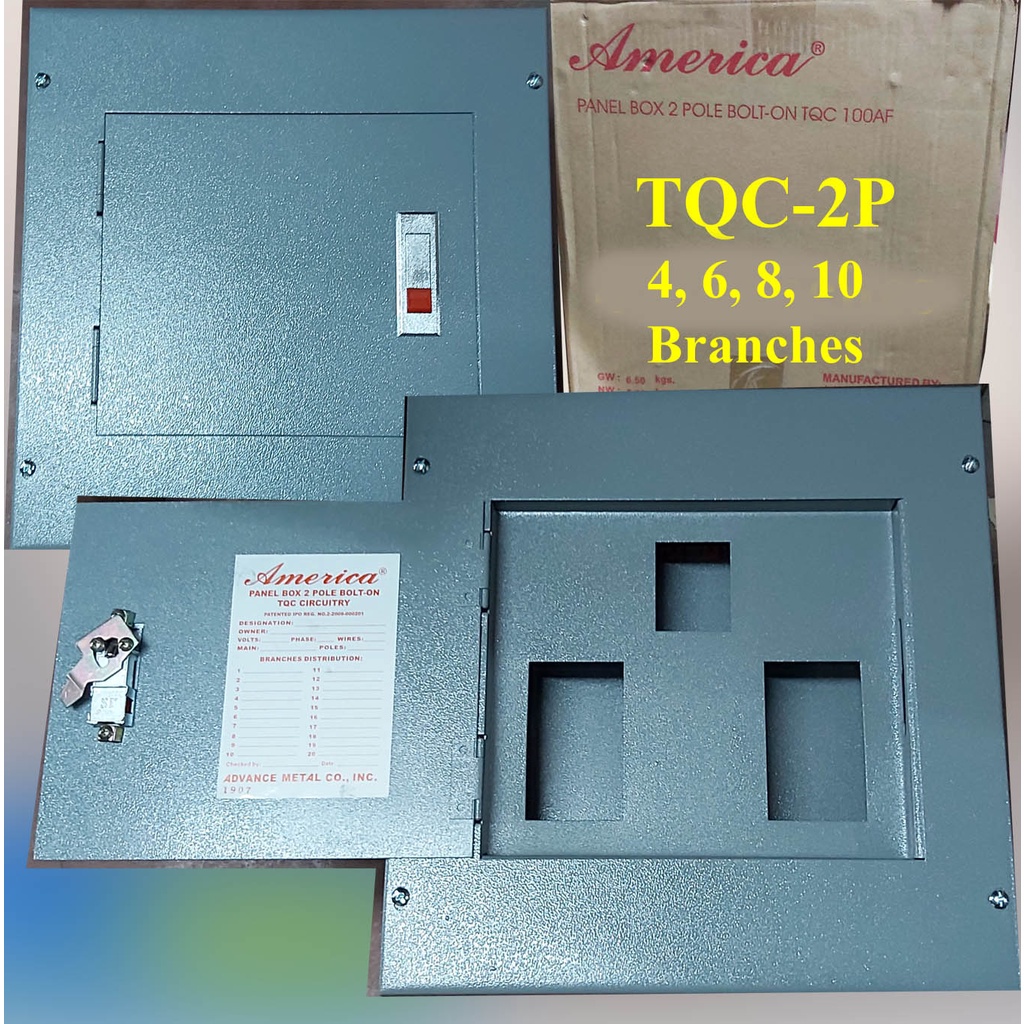 America Panel Box TQC 2 Pole 4 6 8 10 Branches for Bolt On Breakers ...