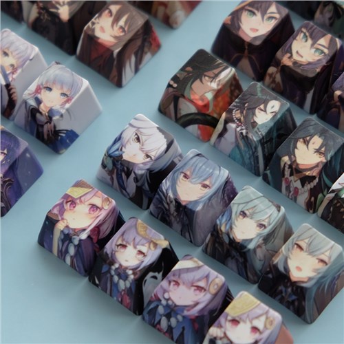 PBT ☃Anime Keycaps 4 Keys/set R4 OEM Highly Mechanical Keyboard Genshin ...
