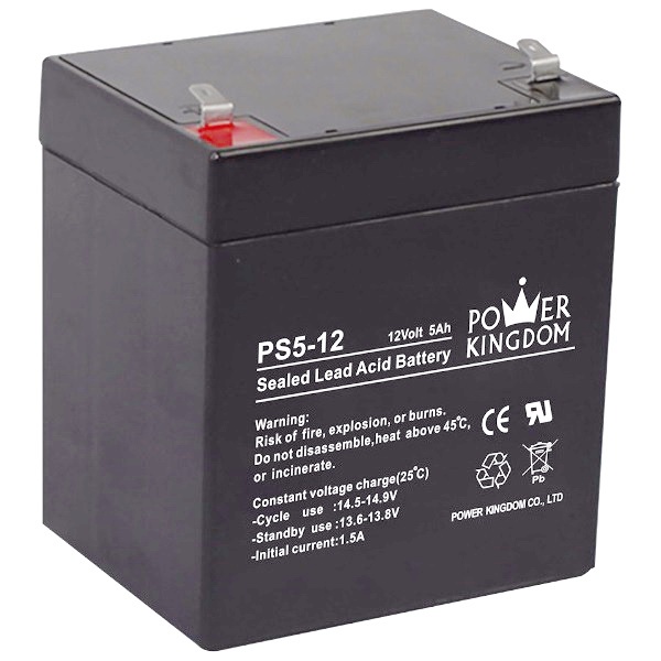 ☜Power Kingdom 12V 5Ah 20hr Battery 12 Volts 5 Ampere UPS replaces 12V ...