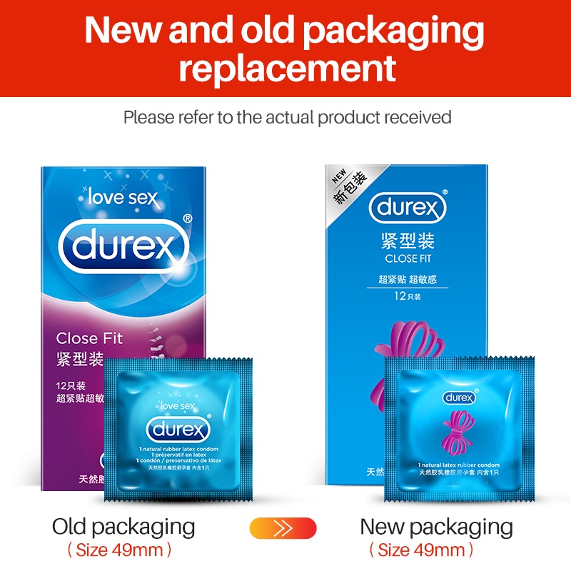【new】 Durex Condoms 49mm Close Fit Tighter Together Adult Sex Toys Natural Latex Penis Sleeve