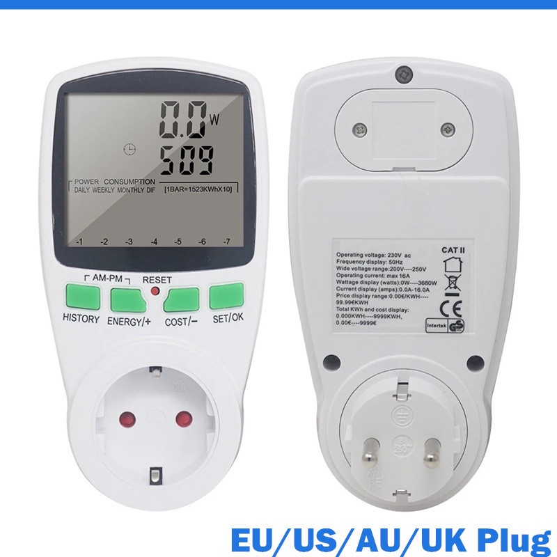 ☆EU US AU UK Socket Analyzer Wattmeter AC Power Meters Voltmeter ...