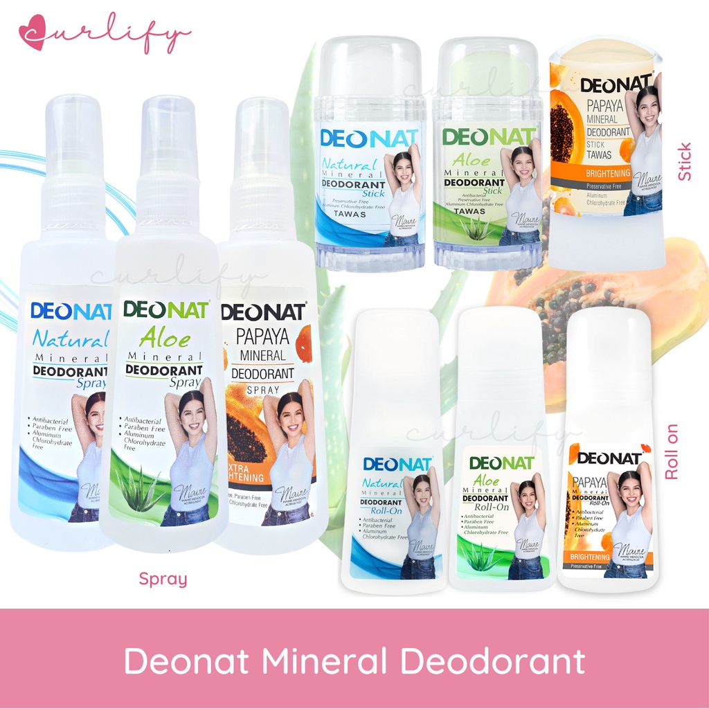 Deonat Natural Aloe Papaya Mineral Deodorant Spray / Stick Tawas / Roll ...