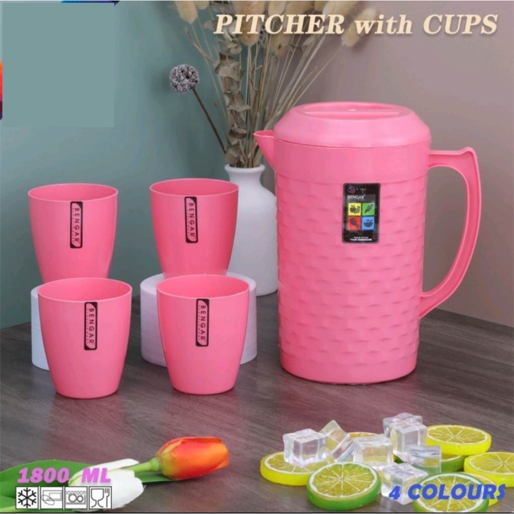 Classic Pitcher Rattan Design With Cups Fancy Of Comfy Handle | Shopee ...