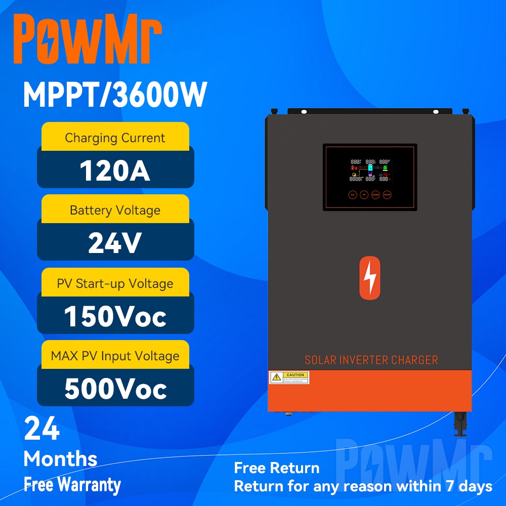 PowMr MPPT 3.6kw Can Switch On-grid/off-grid hybrid inverter MPPT 120A ...