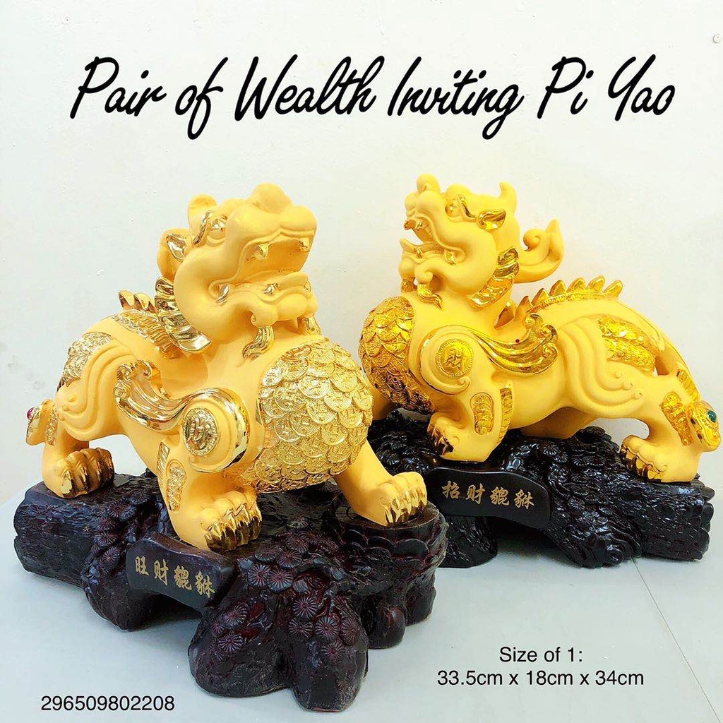 Fengshui Pair of Wealth Inviting Pi Yao PiXiu Piyao Figurine | Shopee ...