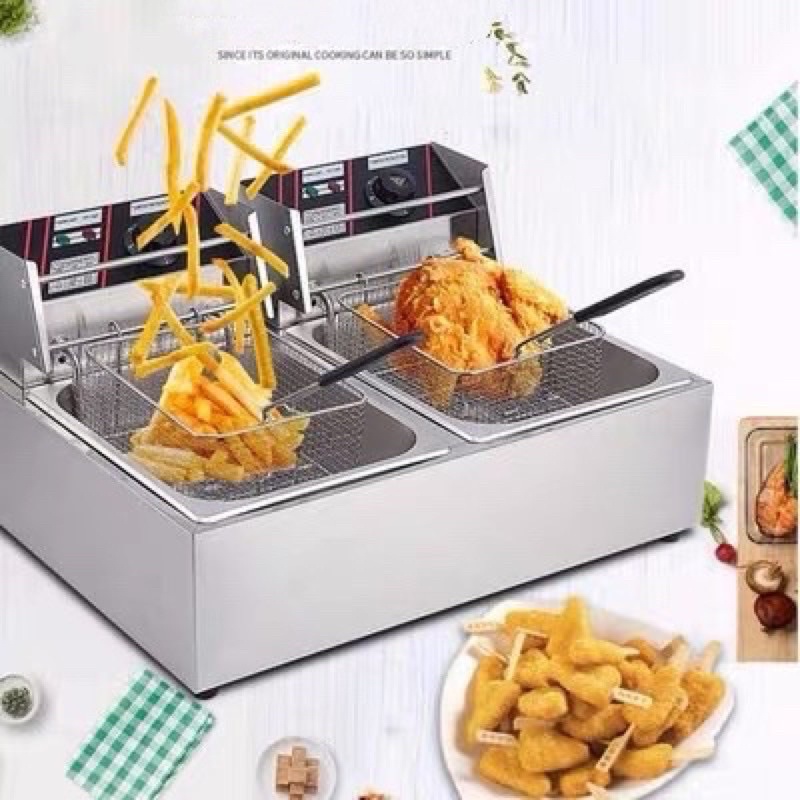 (COD) Electric Deep Fryer Single Tank 6L / Double Tank 12L With Double ...